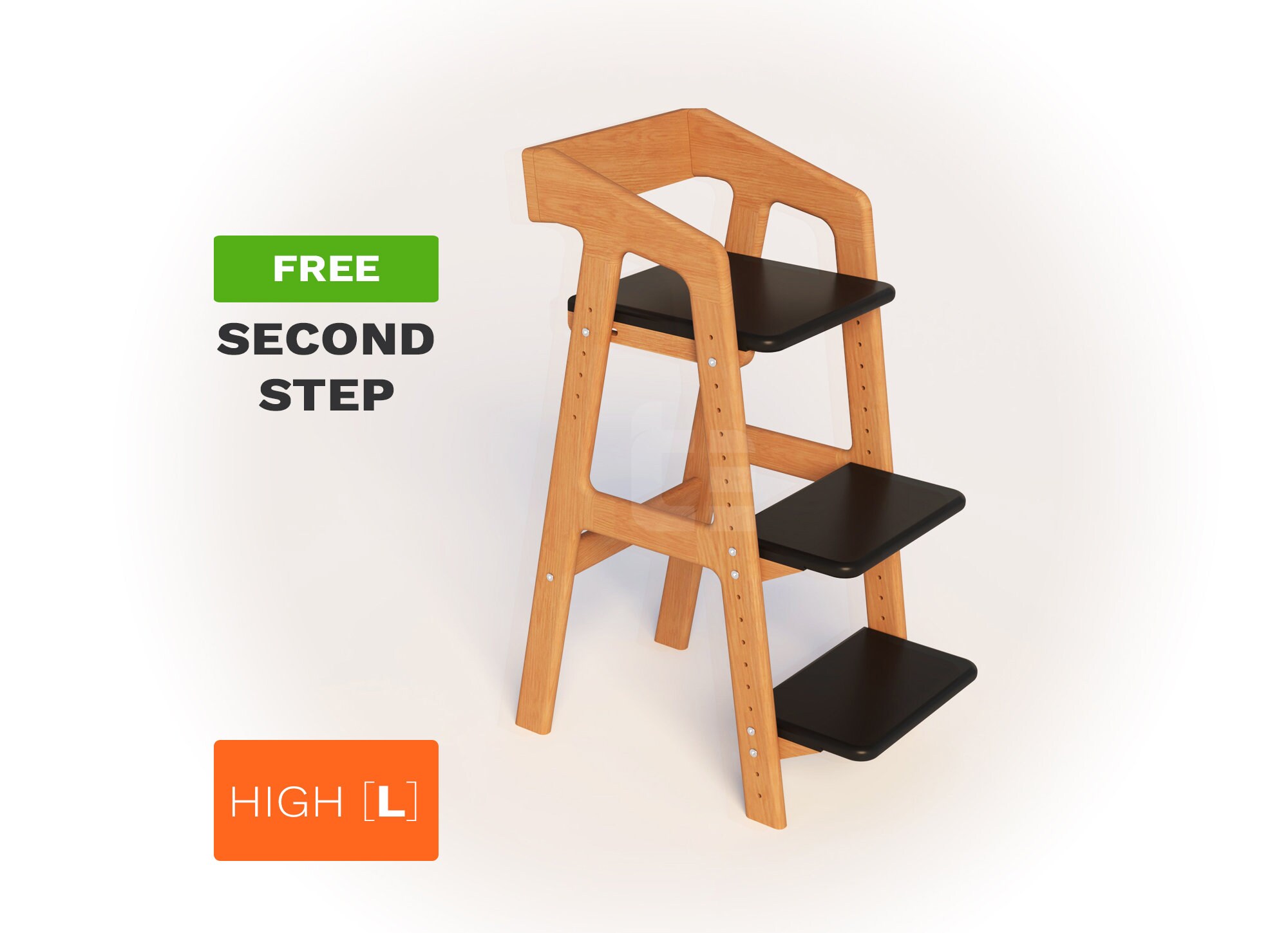 High Counter Growing Chair OAK Natural, Montessori Furniture Kid Chair ...