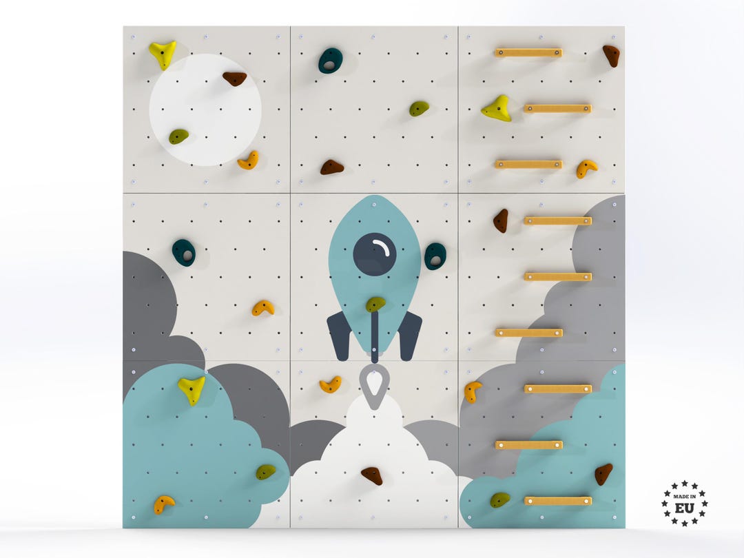 Green Rocket Climbing Wall for Kids and Ladder Bars LEZUN L, Rocket ...