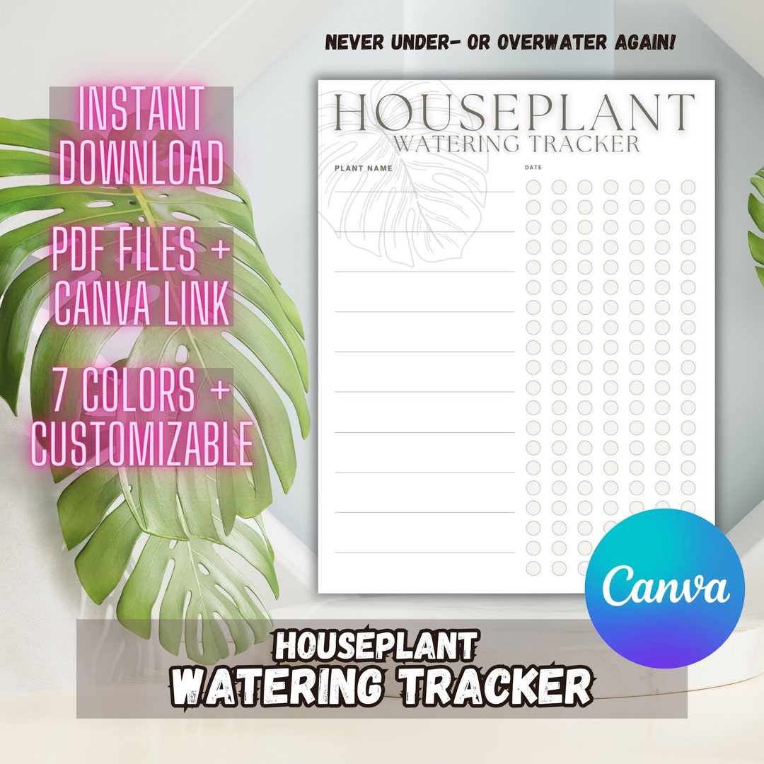 Houseplant Watering Tracker, Watering Planner Template, Watering ...