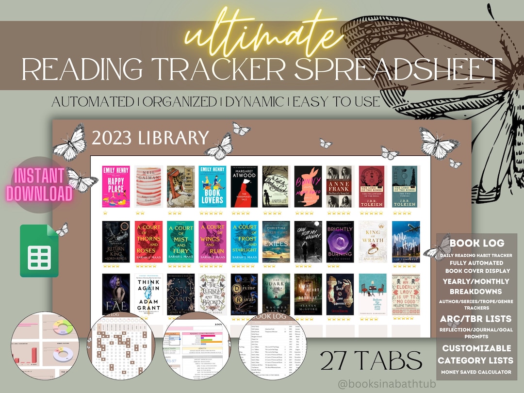 UPDATED FOR 2024 Digital Reading Tracker Spreadsheet, Book Tracker ...