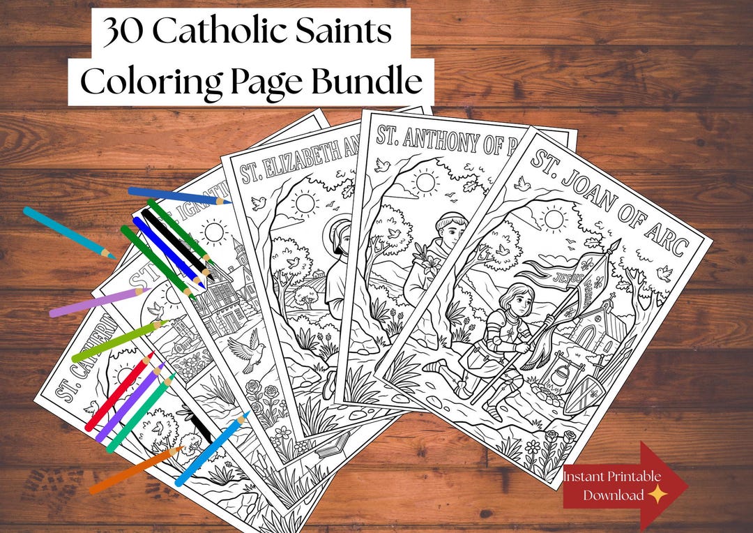 Catholic Saints Coloring Book – 30 Printable Pages (digital Download ...