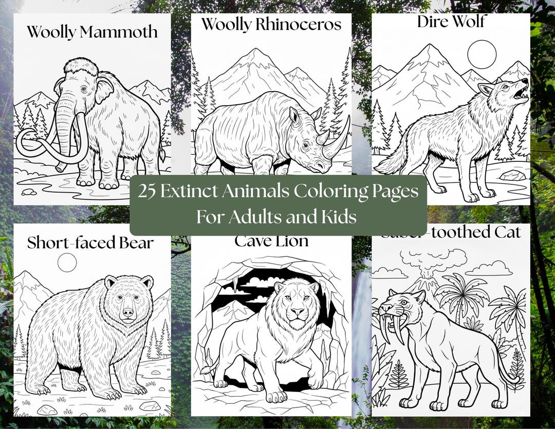 25 Extinct Animals Coloring Pages, Realistic Dinosaur & Ice Age ...