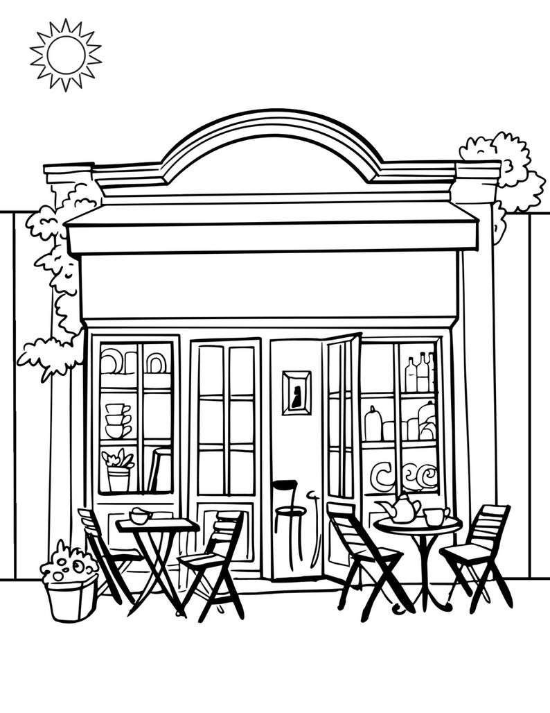 Coffee Coloring Pages | 15 Printable Cafe Scenes (PDF Download) - Etsy
