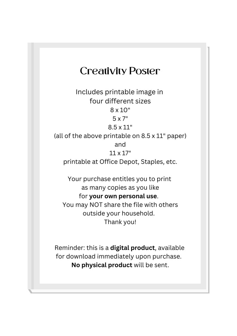 Printable Creativity Downloadable Poster - Etsy