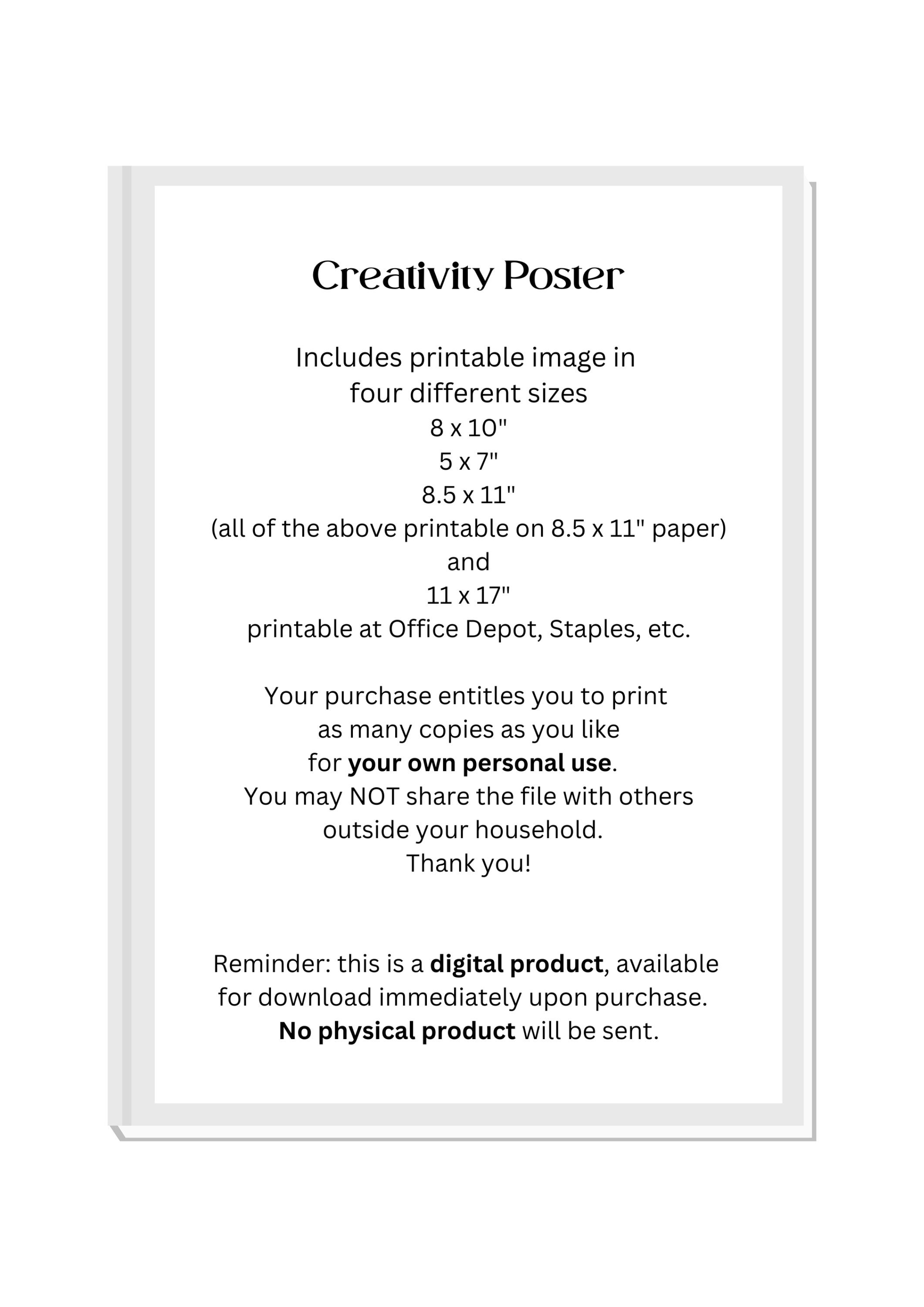 Printable Creativity Downloadable Poster - Etsy