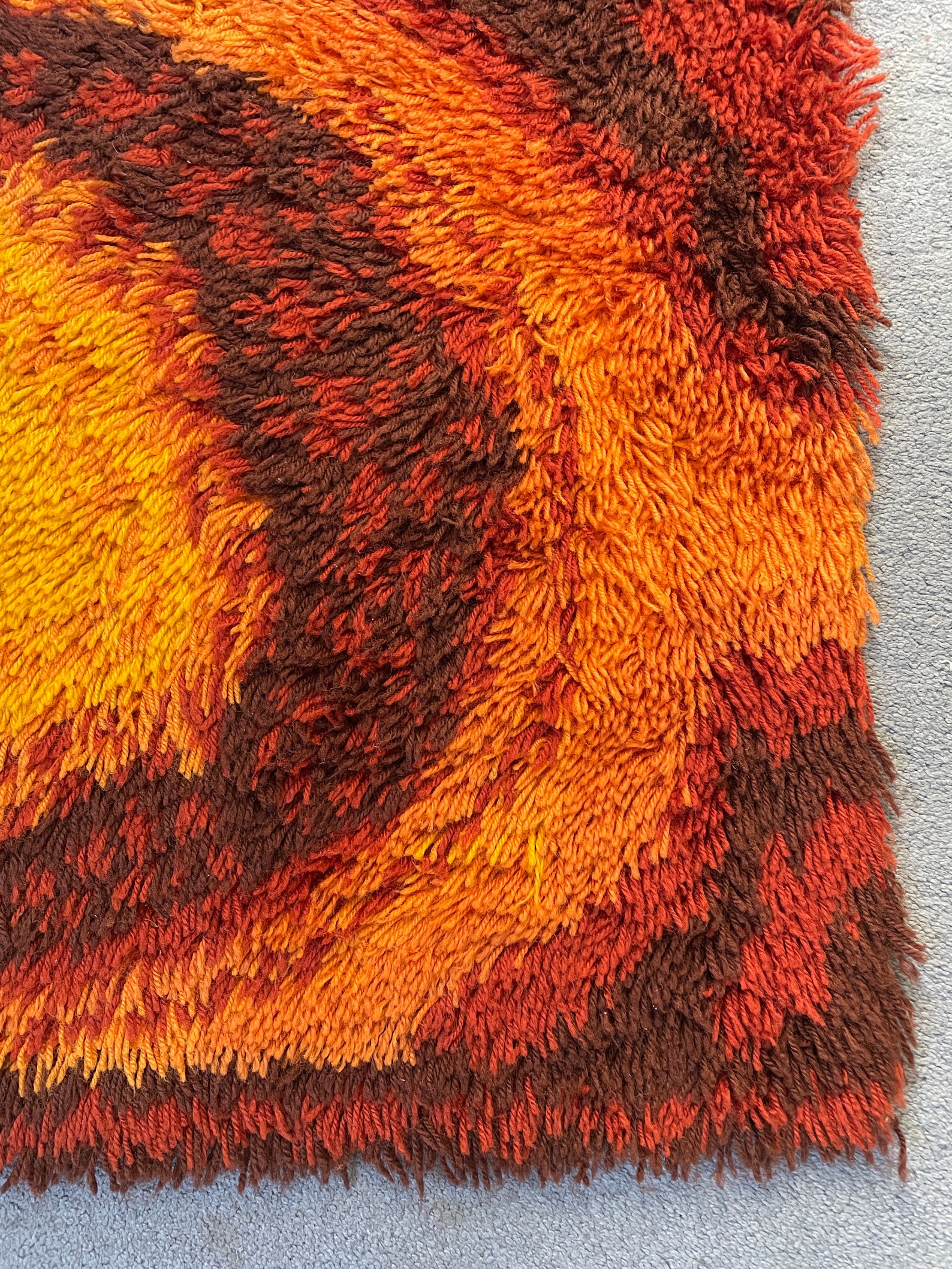 Vintage Rya Shag Rug 100% Wool MCM Mid Century Modern Danish Swedish ...