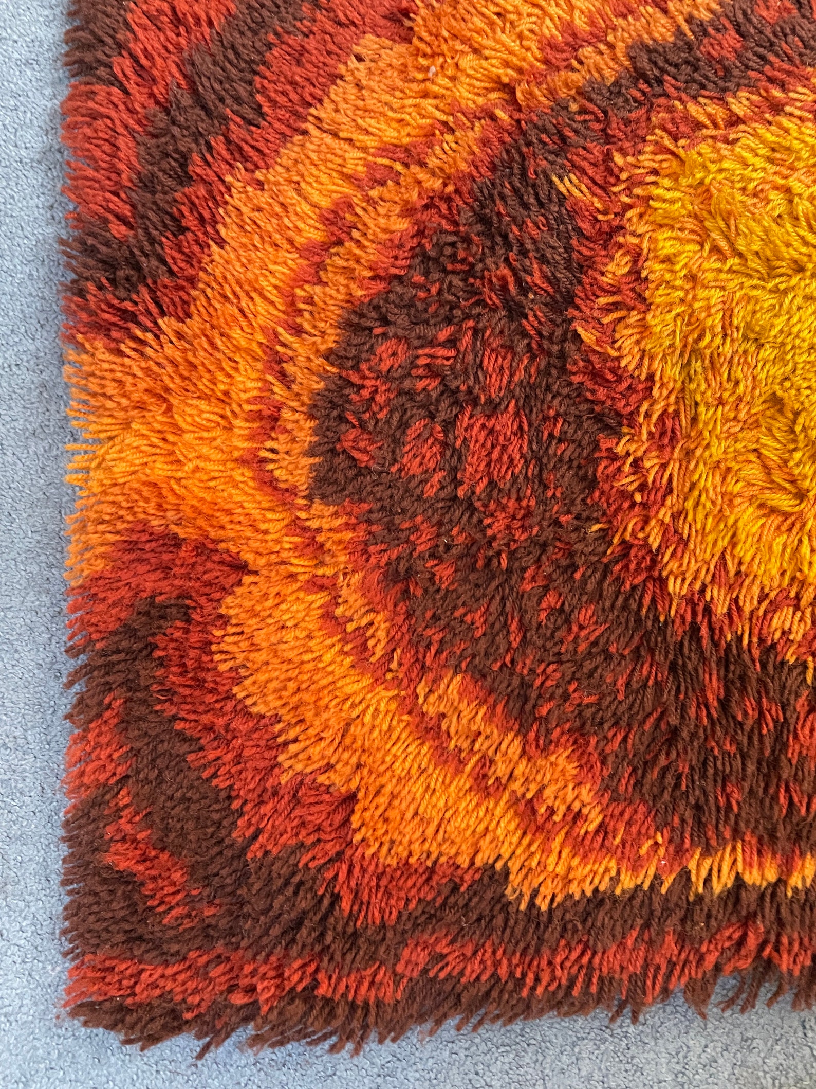 Vintage Rya Shag Rug 100% Wool MCM Mid Century Modern Danish Swedish ...