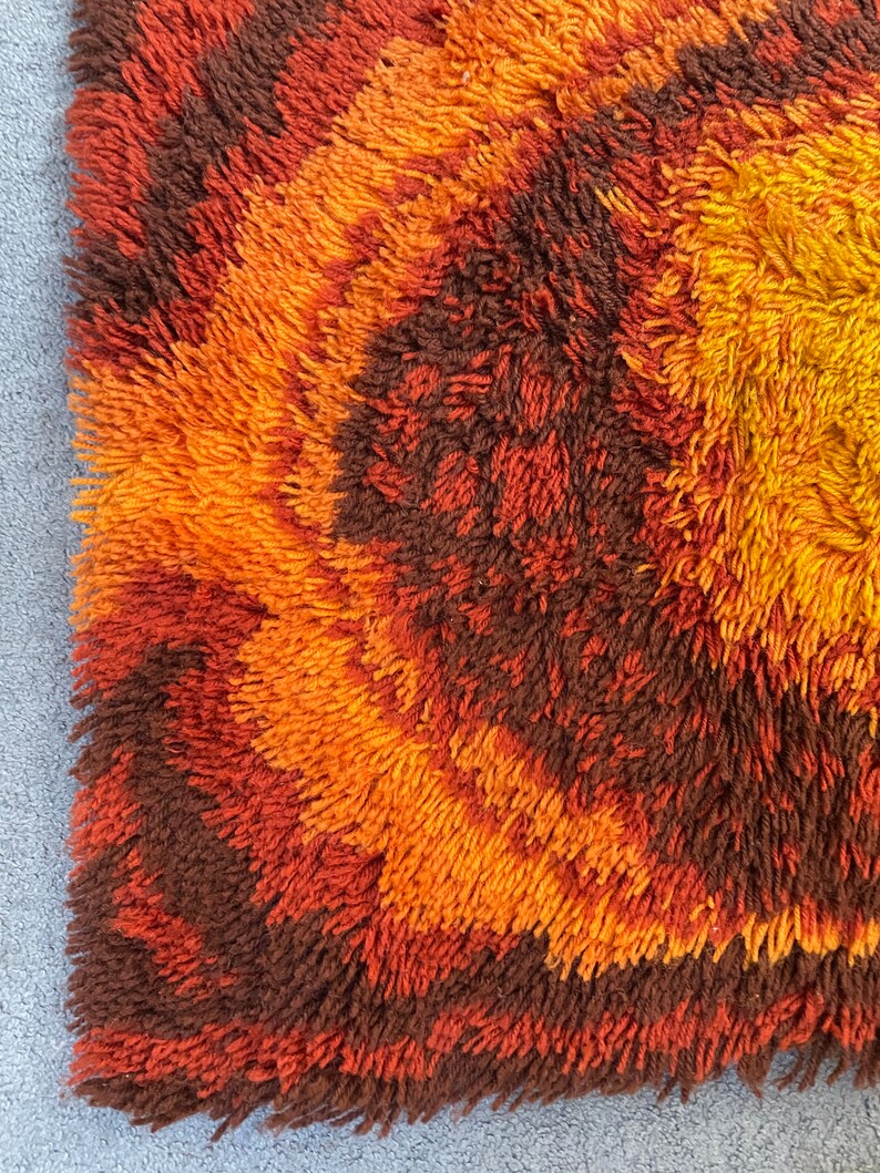 Vintage Rya Shag Rug 100% Wool MCM Mid Century Modern Danish Swedish ...