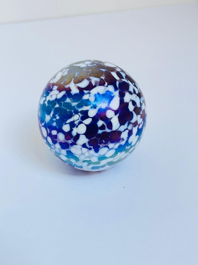 Vintage Stunning Iridescent Rainbow Blue Glass Speckled Glass ...