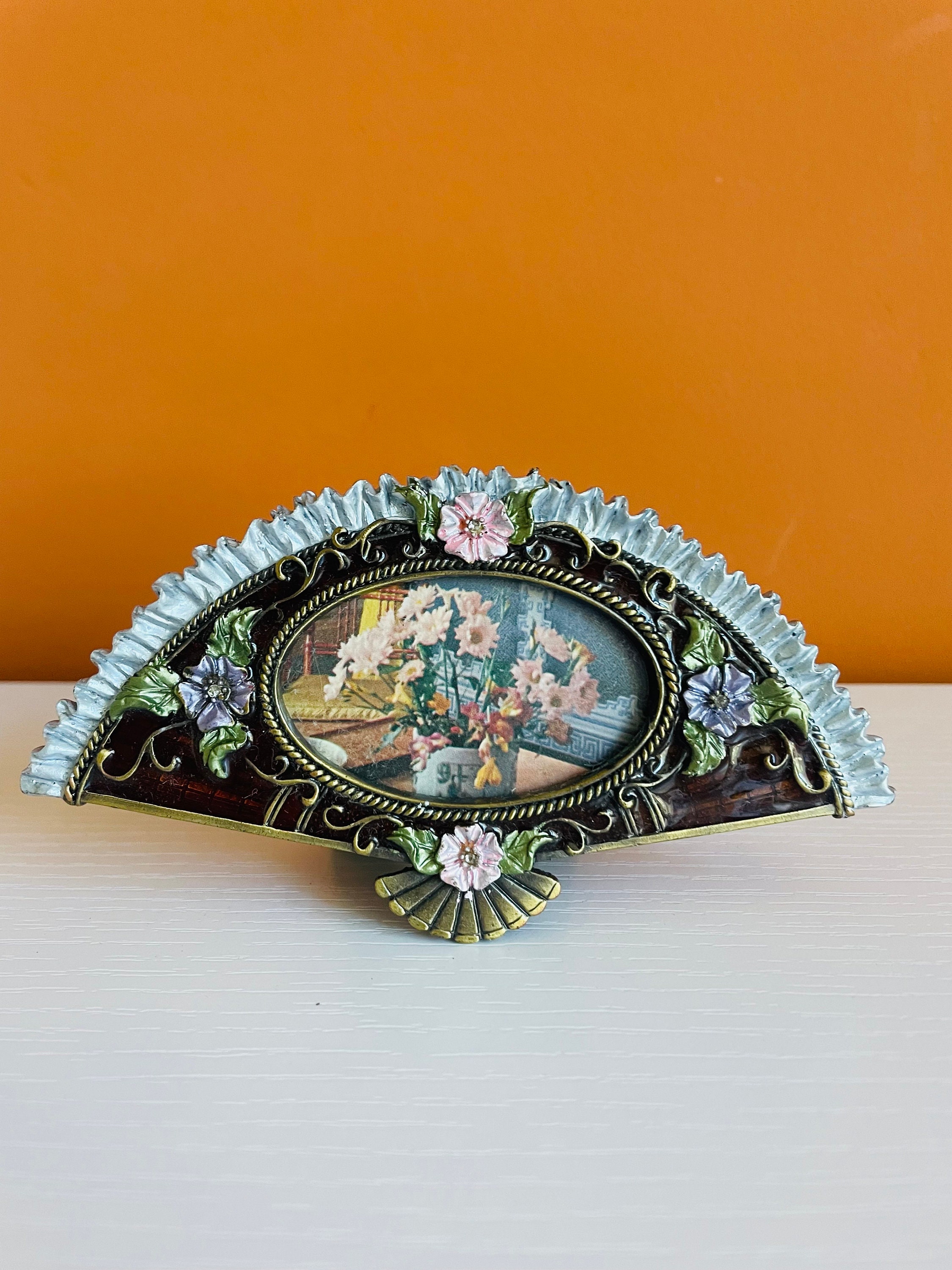 Vintage Ornate Hand Fan Picture Photo Frame Baroque Ornate Theater ...