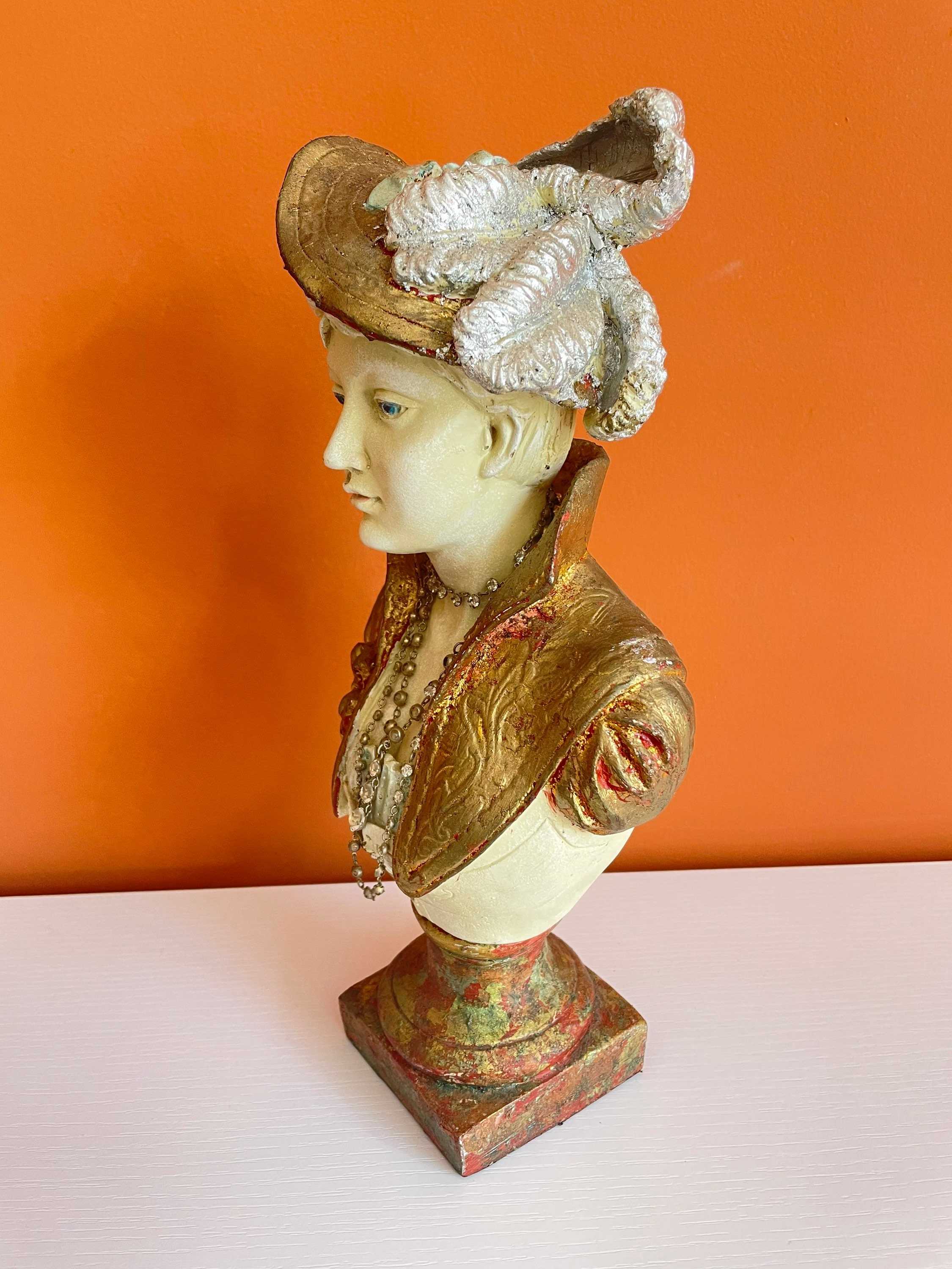 Vintage Victorian Bust of a Woman Gentlelady Lady W/ Moveable Necklace ...
