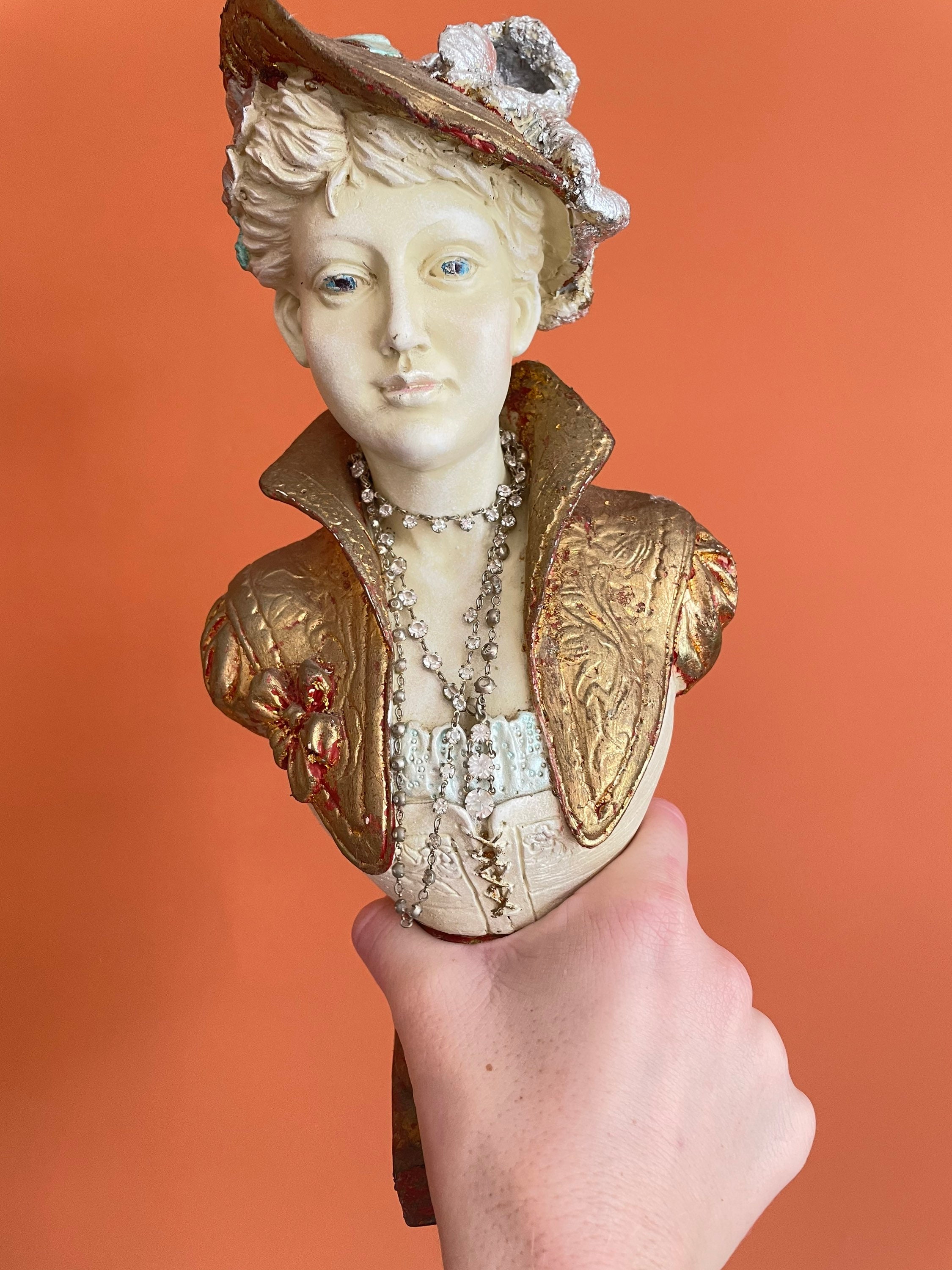 Vintage Victorian Bust of a Woman Gentlelady Lady W/ Moveable Necklace ...