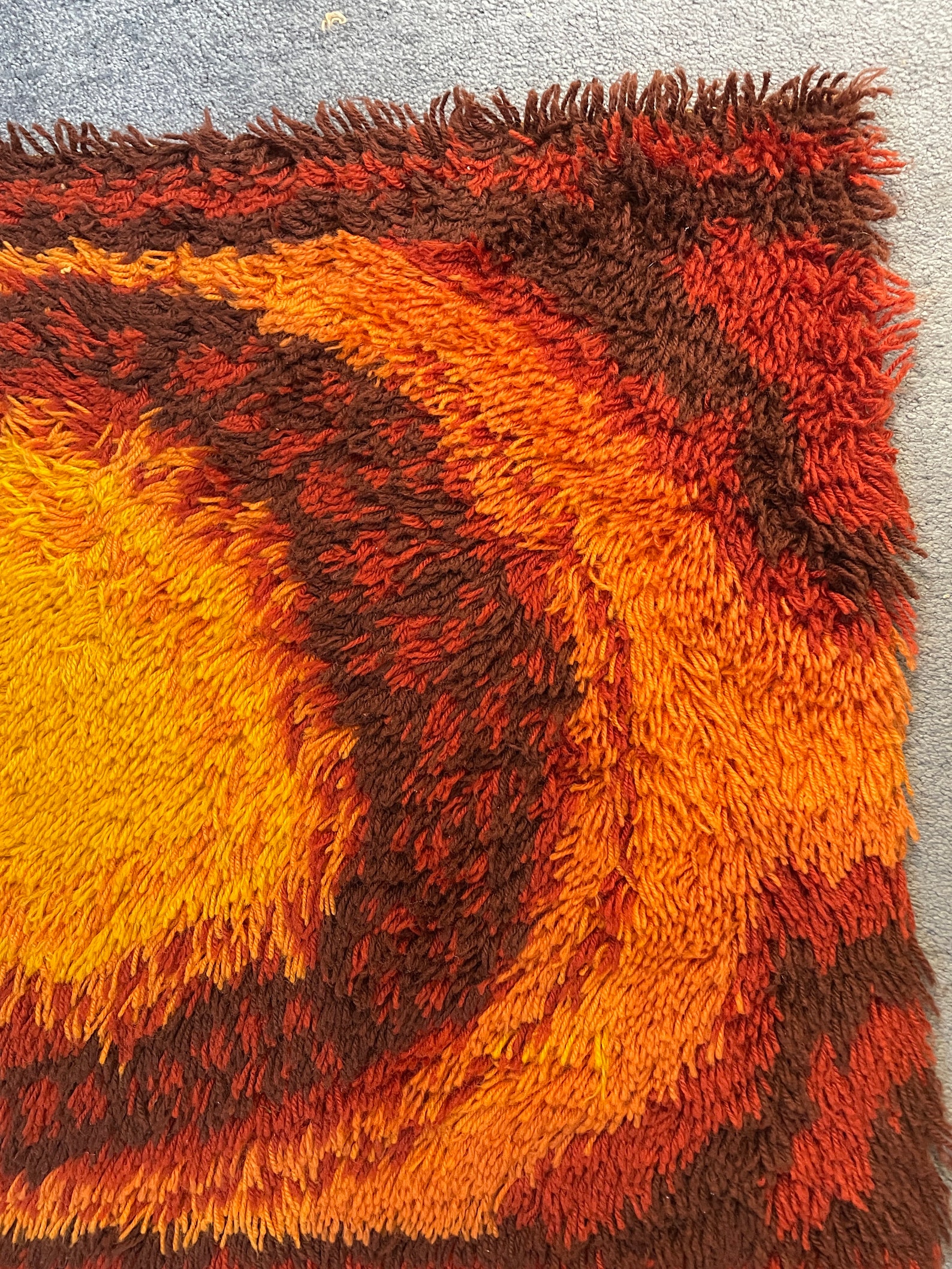 Vintage Rya Shag Rug 100% Wool MCM Mid Century Modern Danish Swedish ...