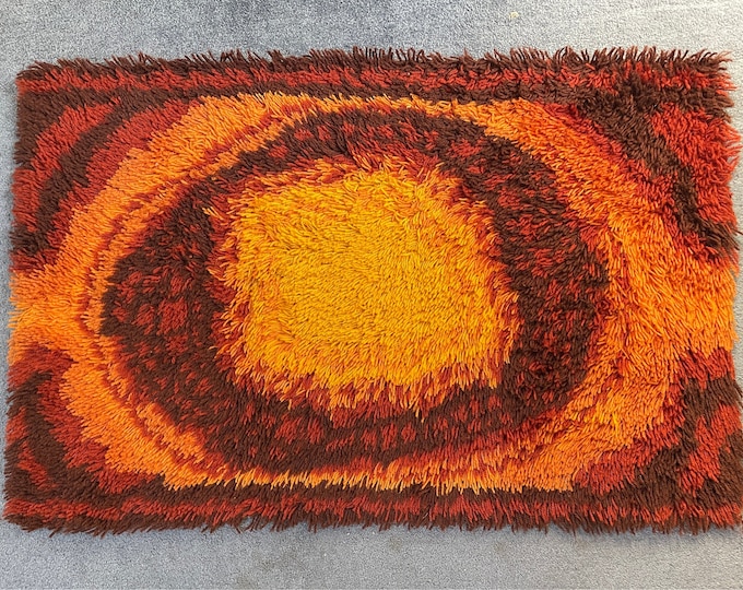 Vintage Rya Shag Rug 100% Wool MCM Mid Century Modern Danish Swedish ...