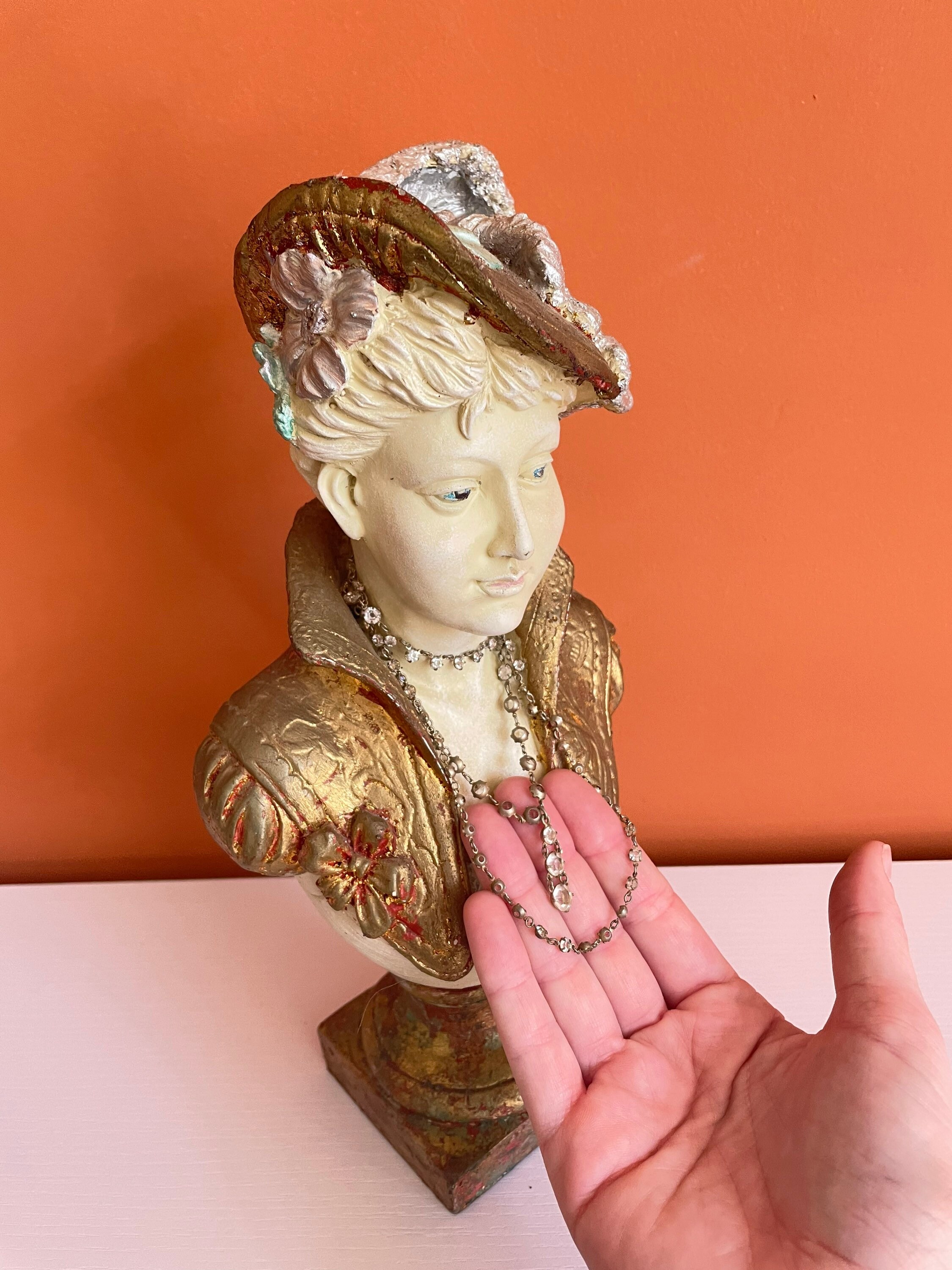 Vintage Victorian Bust of a Woman Gentlelady Lady W/ Moveable Necklace ...