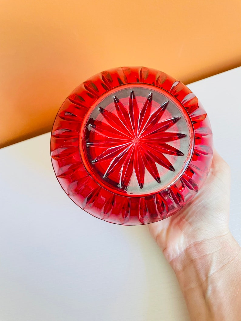 Vintage Ruby Red Scarlet Glass Bowl Handmade Hand Blown - Etsy