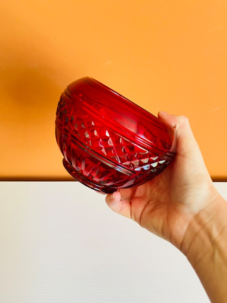 Vintage Ruby Red Scarlet Glass Bowl Handmade Hand Blown - Etsy