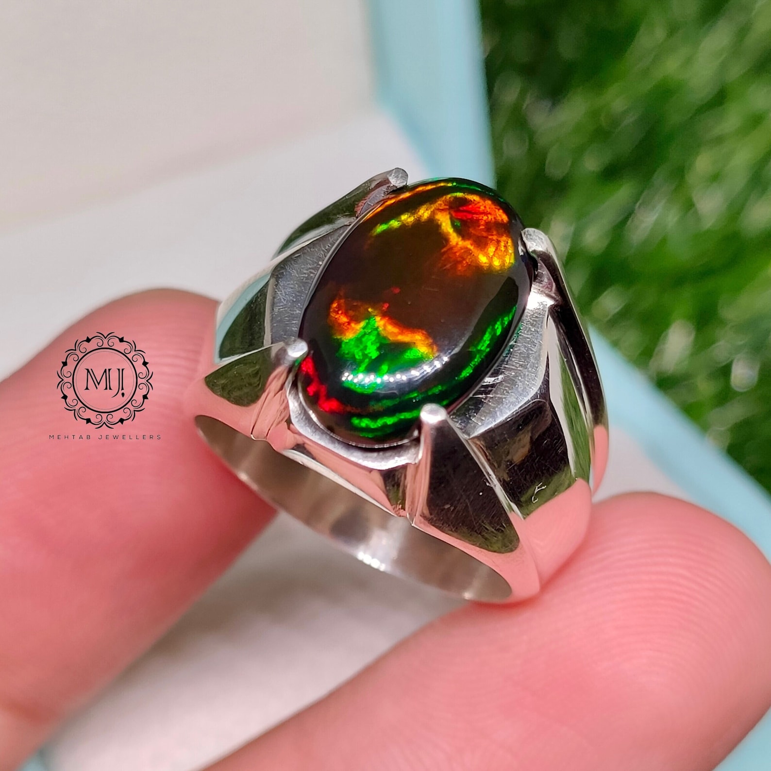 Natural Black Opal Ring , Natural Ethiopian Black Opal Sterling Silver ...