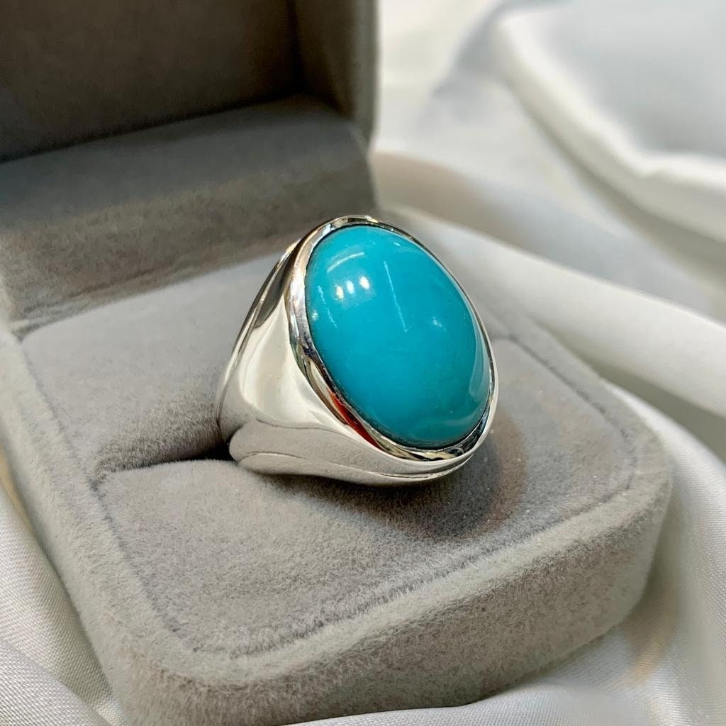 Turquoise Men's Ring Natural Turquoise Sterling Silver - Etsy