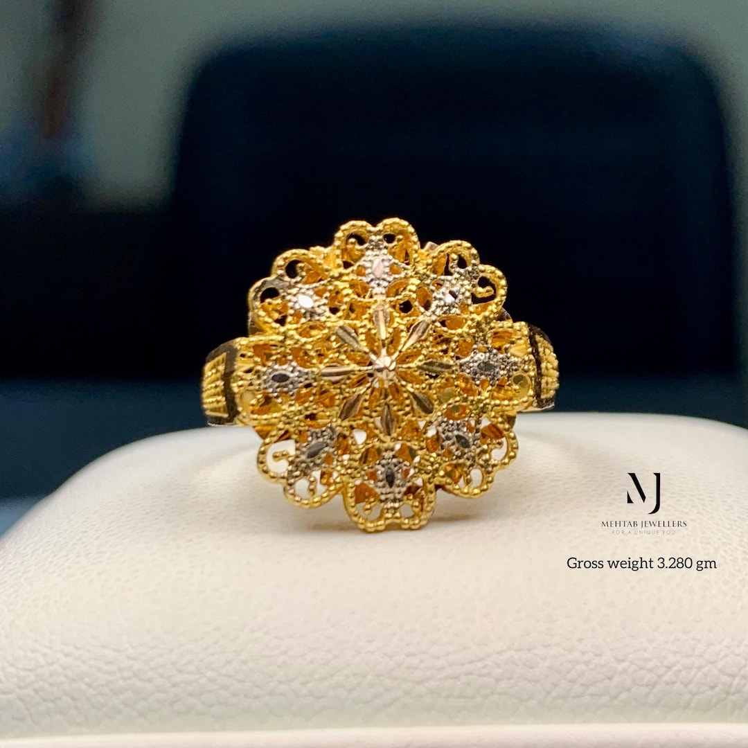 Gold Ring Beautiful Fancy Gold Ring for Her 21KT / 18KT Gold Ring - Etsy