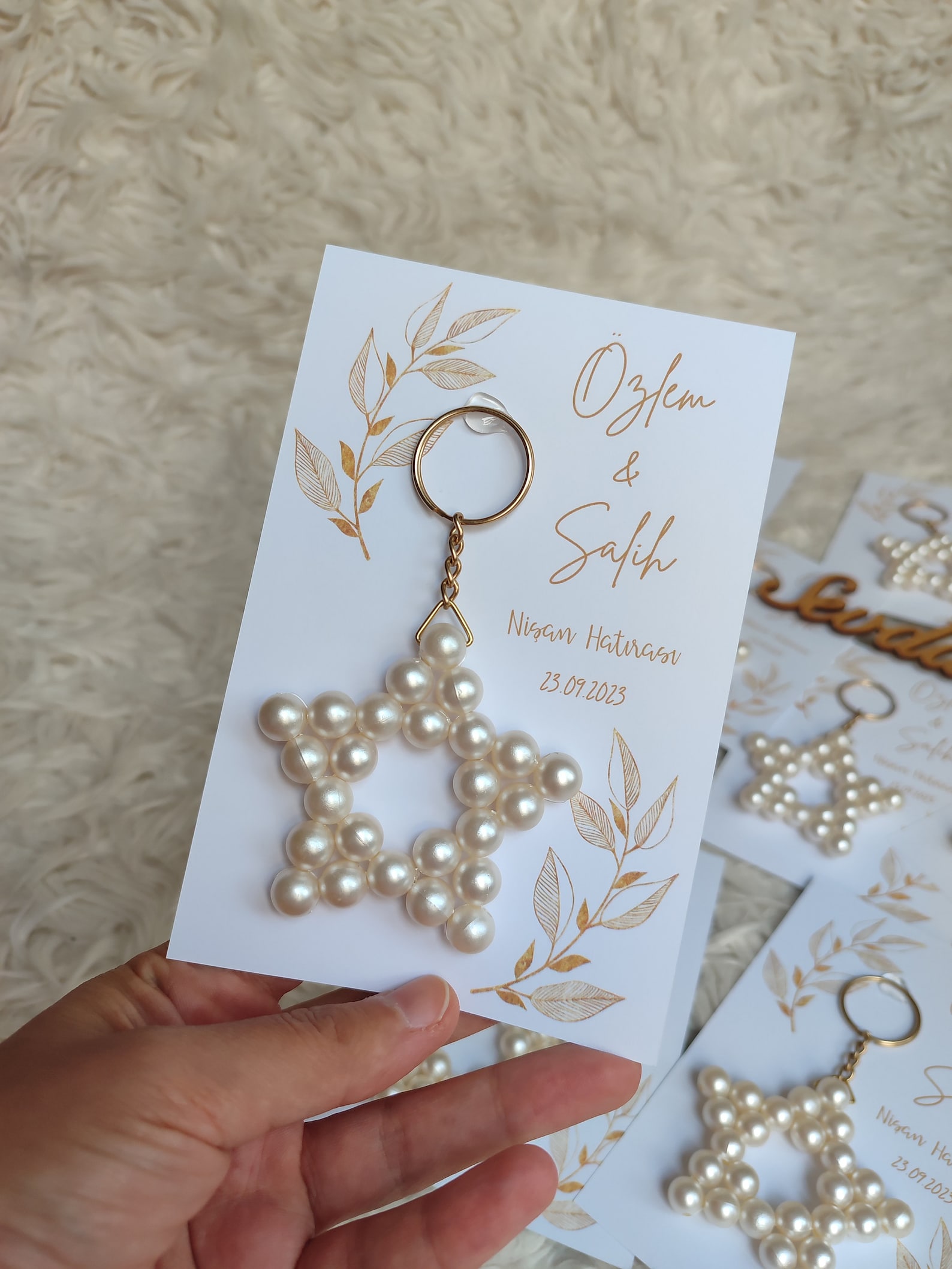 Personalized Pearl Beads Star Keychains Favor for Guest, Bridal Shower ...