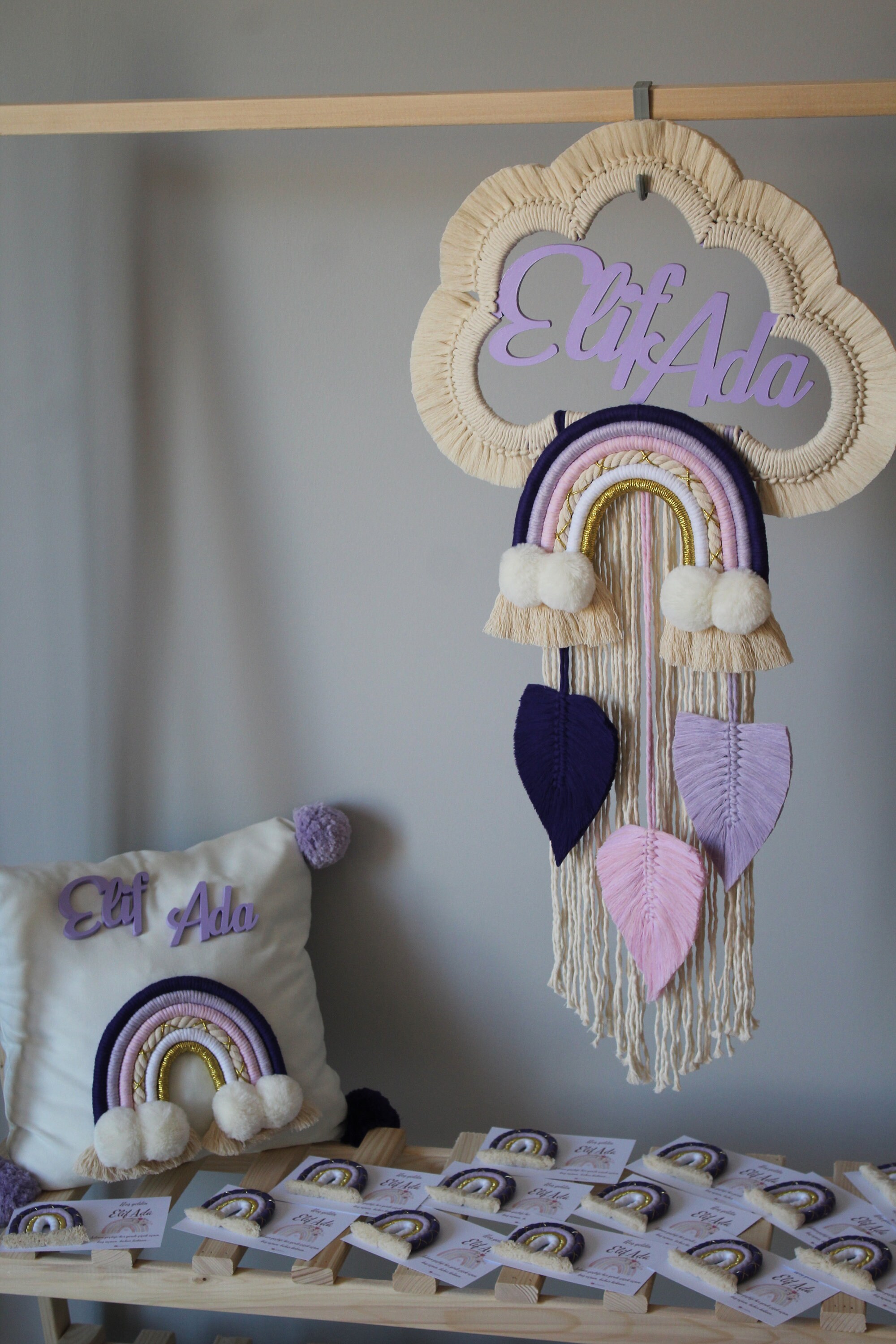 Macrame Baby Room and Gift Set, Baby Name Sign With Wooden Name ...