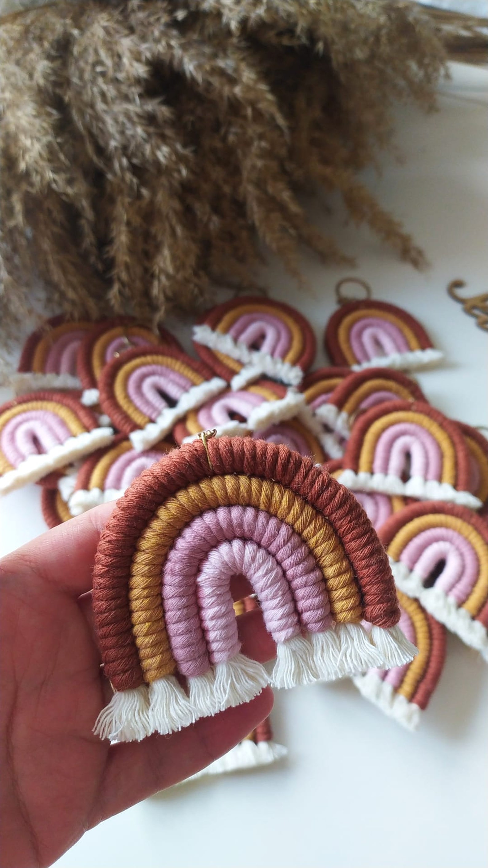 Personalized Boho Macrame Rainbow Keychain Favors for Guest - Etsy