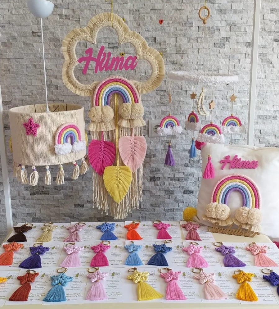 Macrame Baby Room and Gift Set, Baby Name Sign With Wooden Name ...