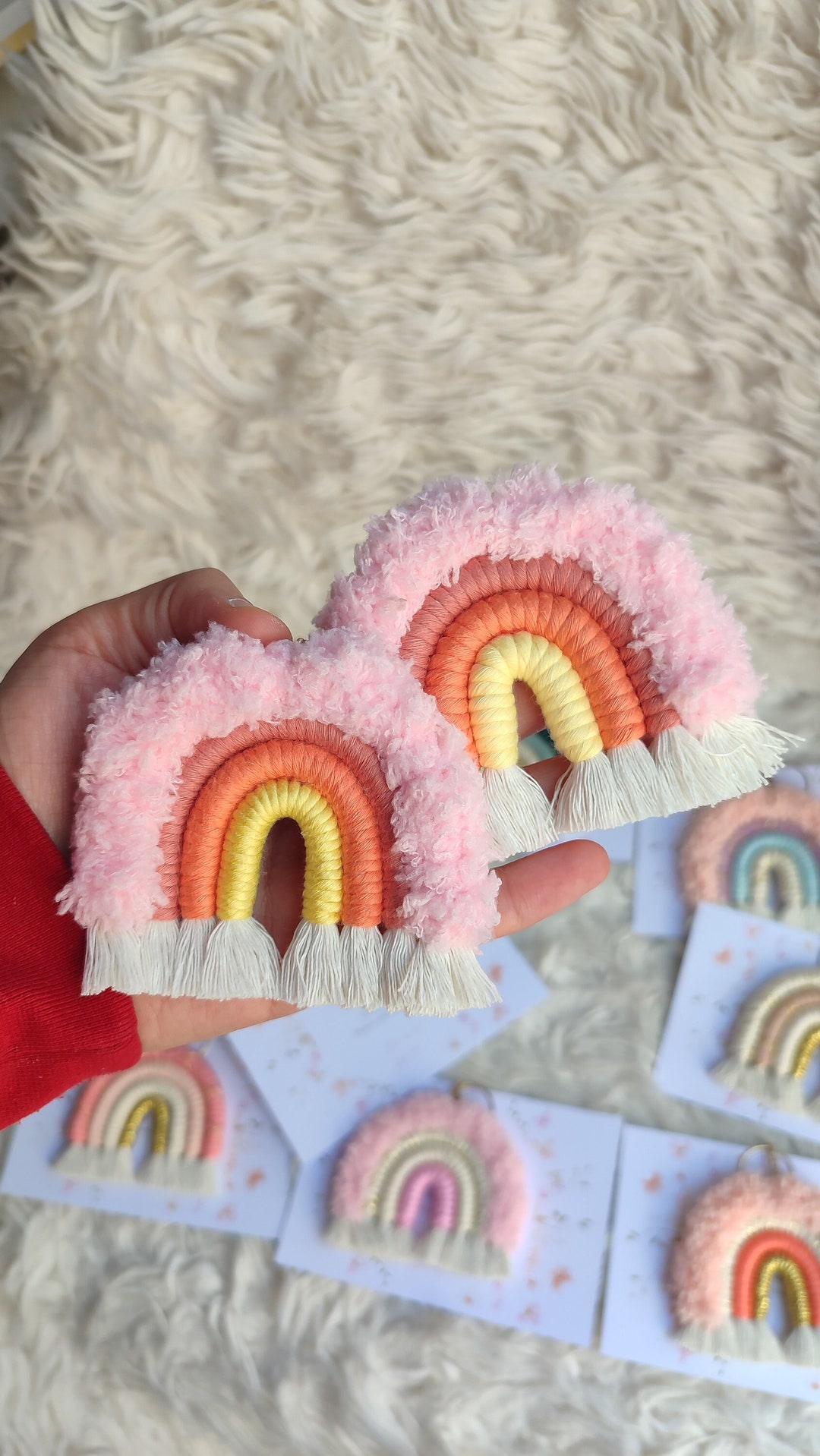 Personalized Macrame Rainbow Keychain, Boho Baby Shower Favors - Etsy