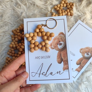 Wooden Bead Star Keychain for Guest, Bohemian Baby Shower Bulk Gift ...