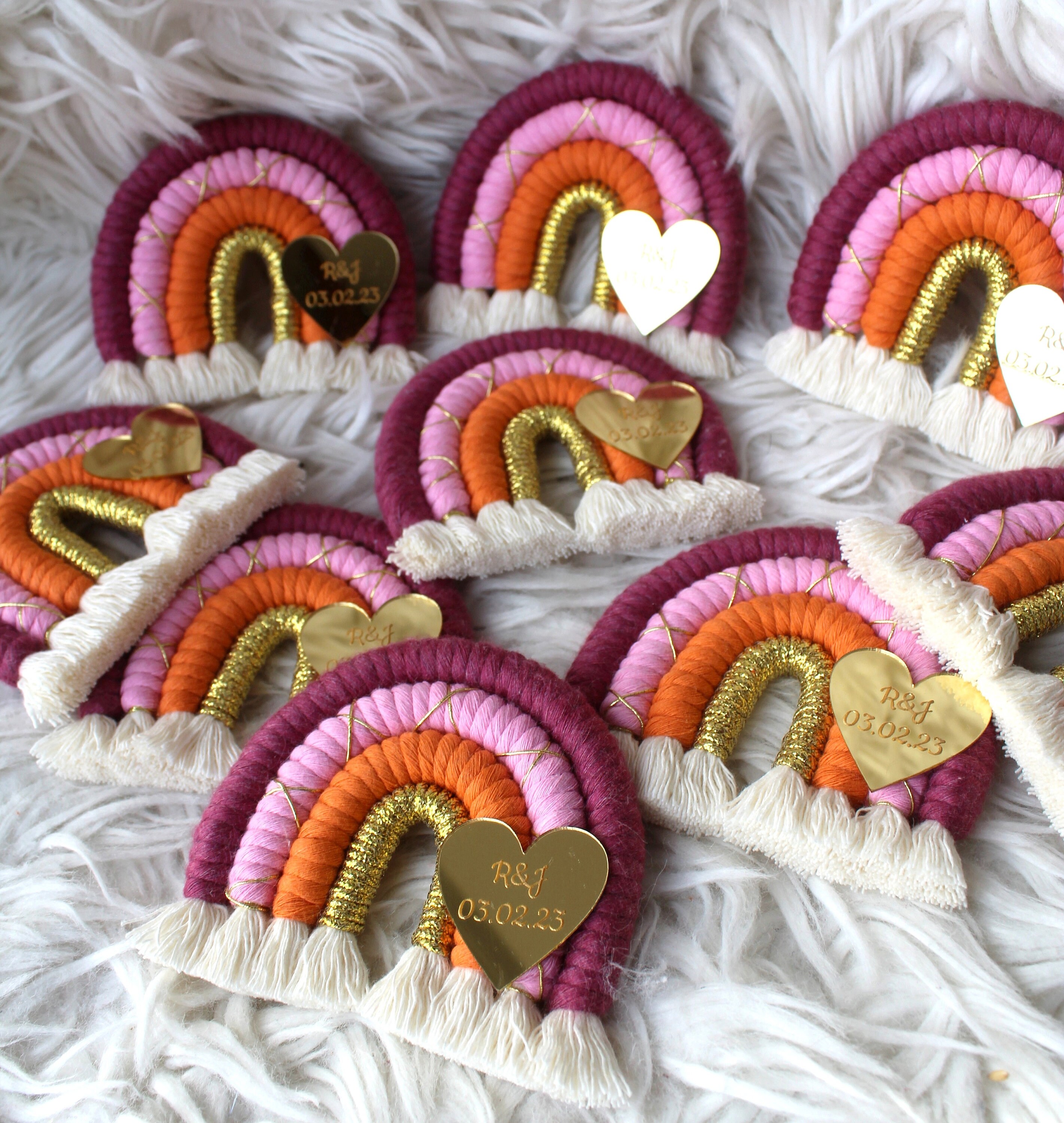 Personalized Boho Macrame Rainbow Keychain Favors for Guest, Baby ...