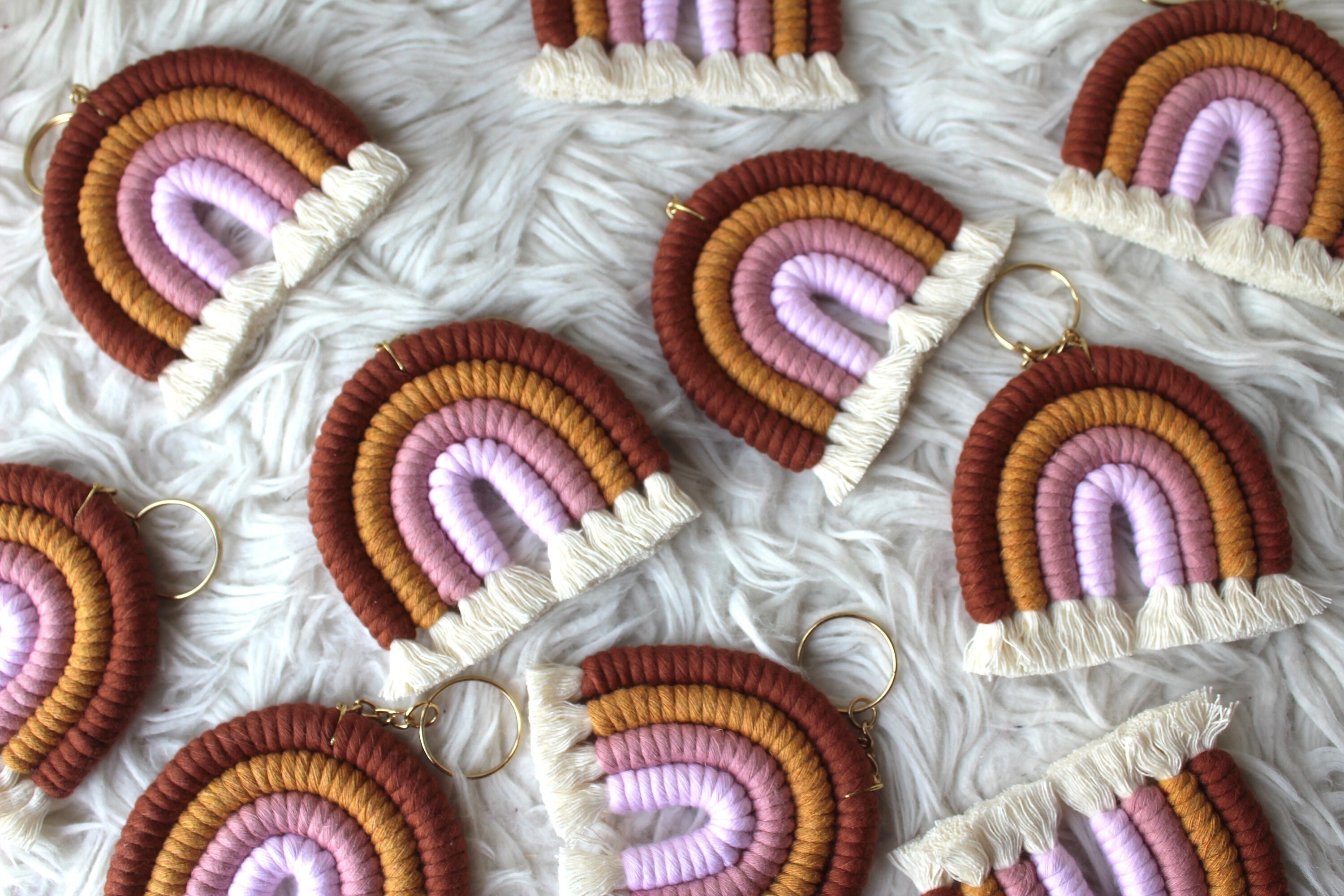 Personalized Boho Macrame Rainbow Keychain Favors for Guest - Etsy