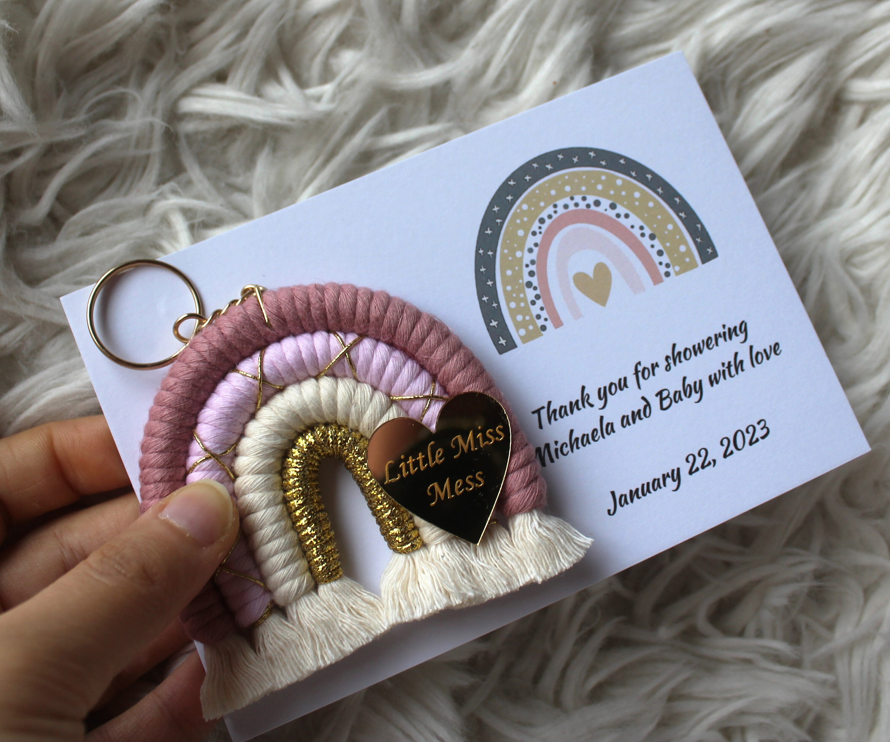 Personalized Boho Macrame Rainbow Keychain Favors for Guest - Etsy