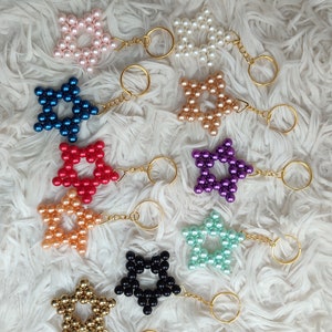Personalized Pearl Beads Star Keychains Favor for Guest, Bridal Shower ...