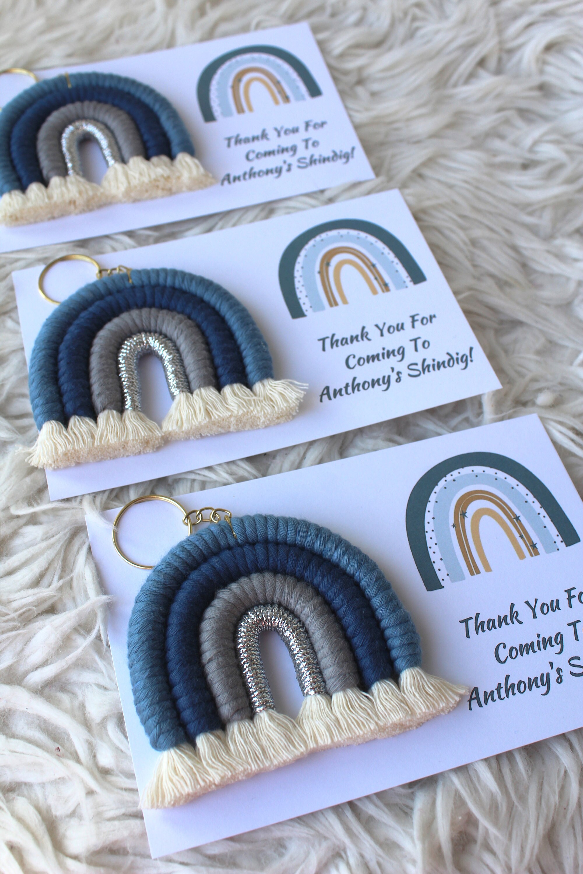Personalized Boho Macrame Rainbow Keychain Favors for Guest - Etsy