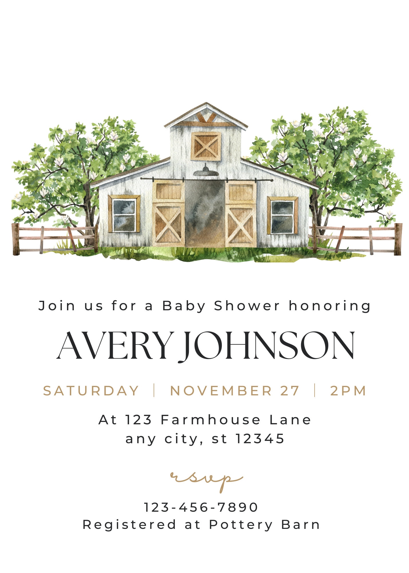 Farmhouse Baby Shower Invitation, Editable Barnhouse Invitation, Bridal ...