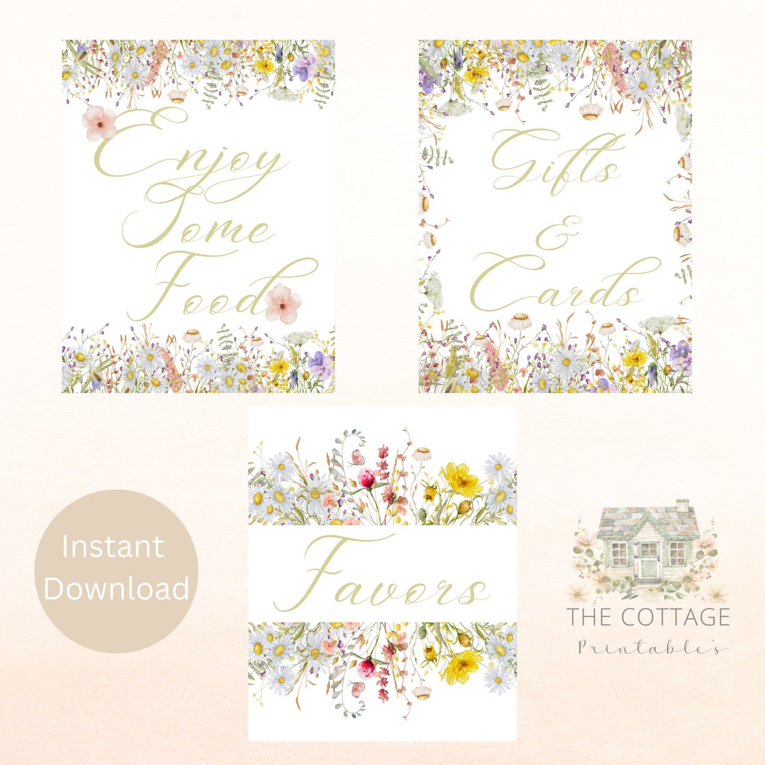 Wildflower Table Signs, Table Decor Signs, Favors Sign, Food Sign ...