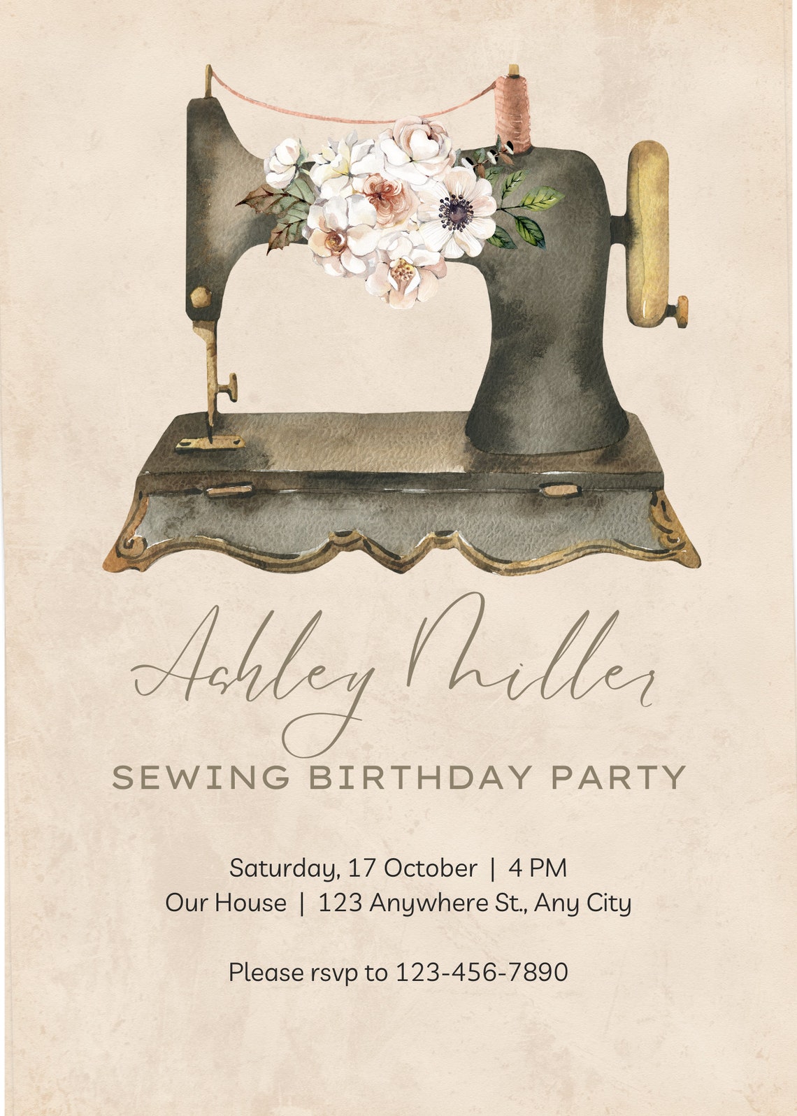 Sewing Party Invitations Sewing Machine Invitations Sewing Birthday ...
