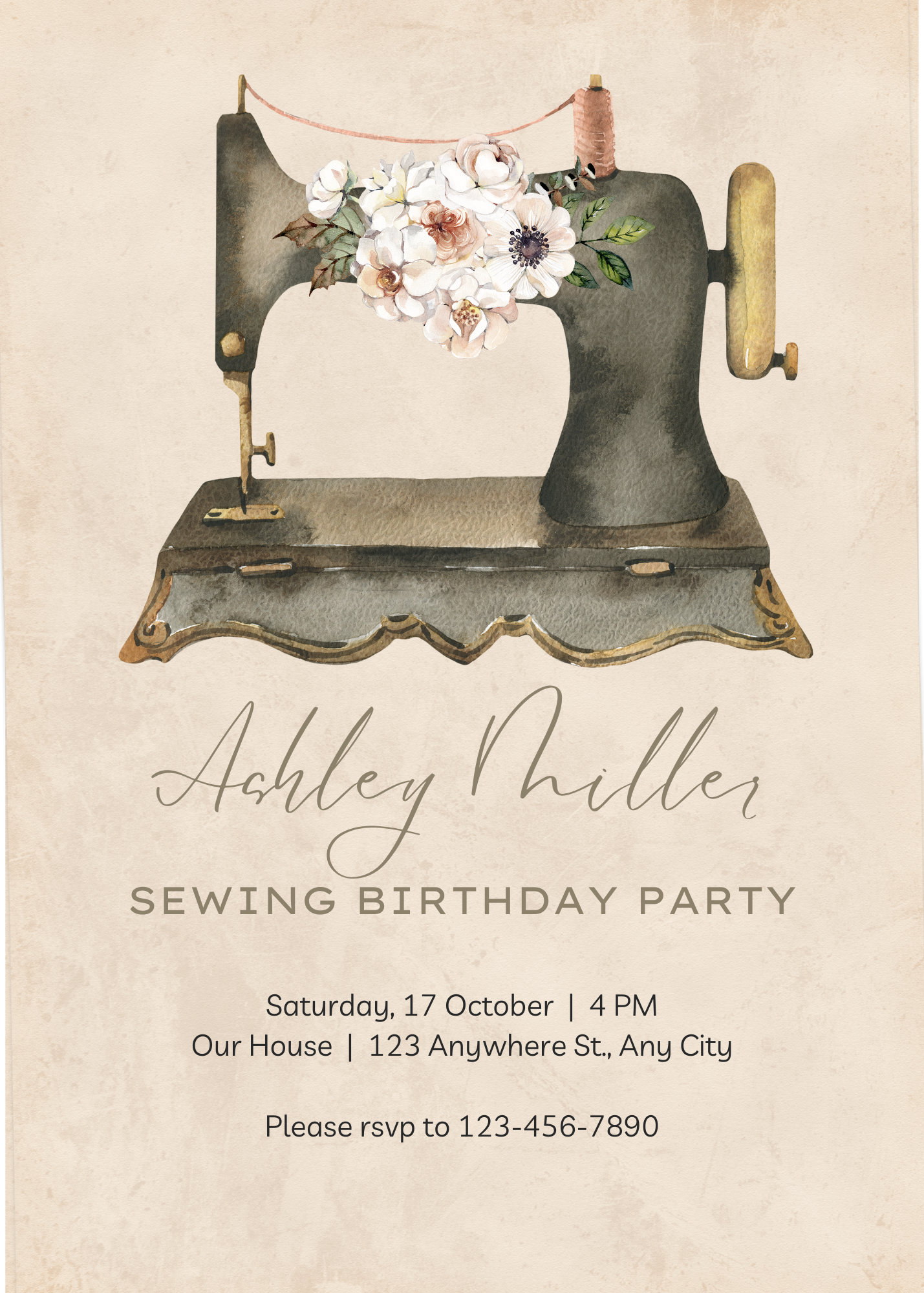Sewing Party Invitations Sewing Machine Invitations Sewing Birthday ...