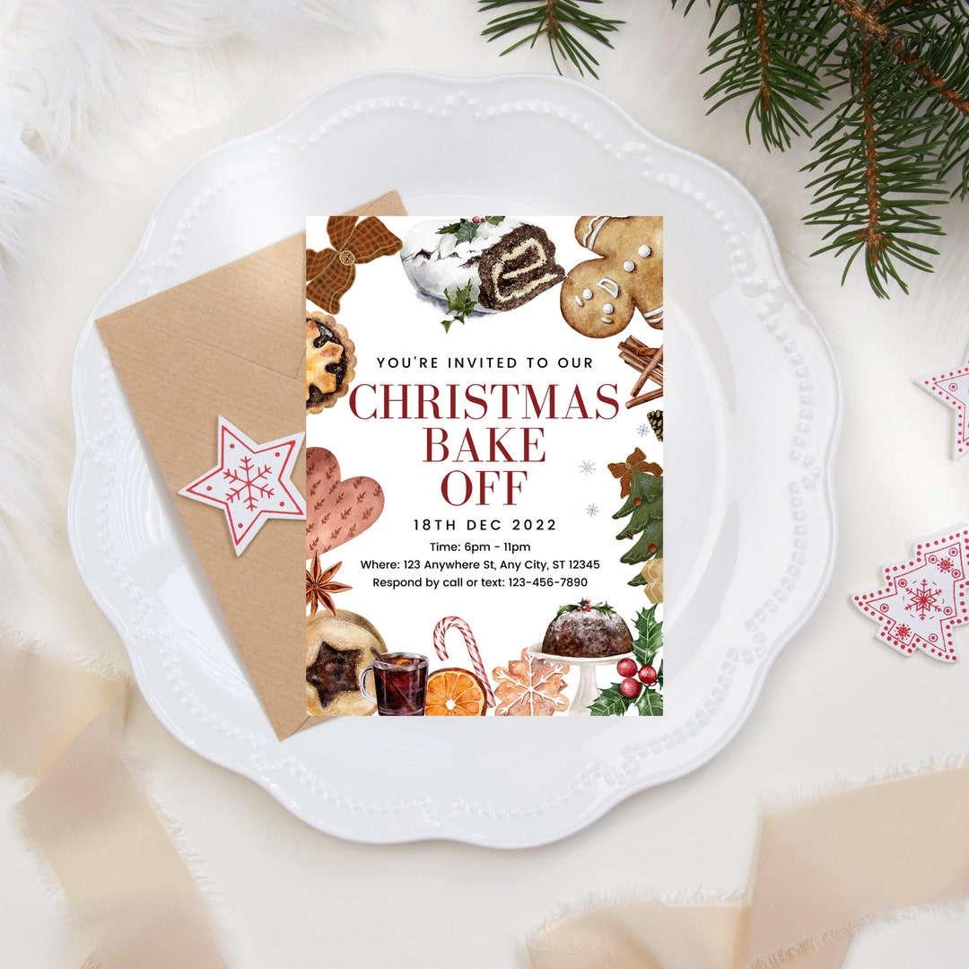 Christmas Bake off Invitation, Editable Invitation, Christmas Party ...
