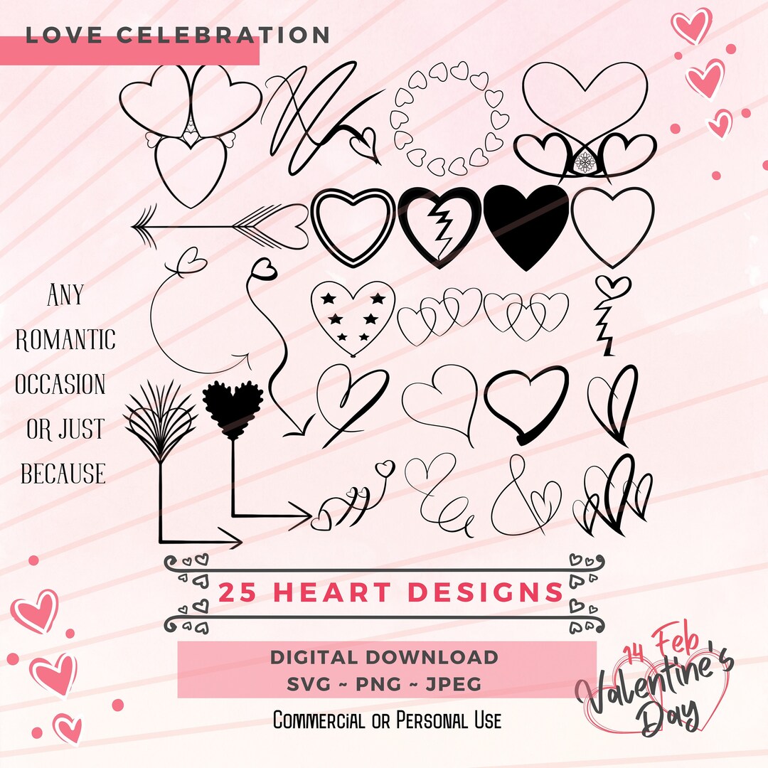 25 Heart Clipart Design Bundle SVG, PNG & JPEG Download Express ...