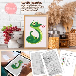 Snake Cross Stitch, Reptile Pattern PDF Download, Easy Cross Stitch ...