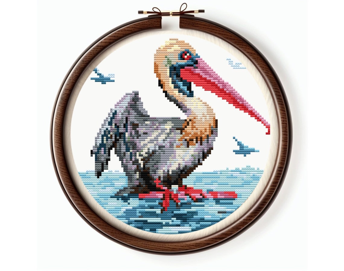 Pelican in the Sea Cross Stitch Pattern PDF Download, Sea Bird ...