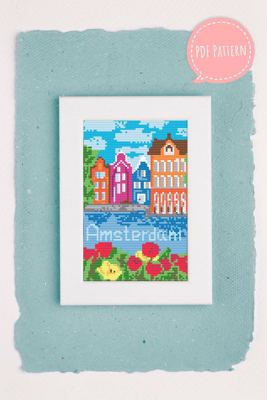 Cross Stitch Pattern Amsterdam PDF Download Holland Modern - Etsy