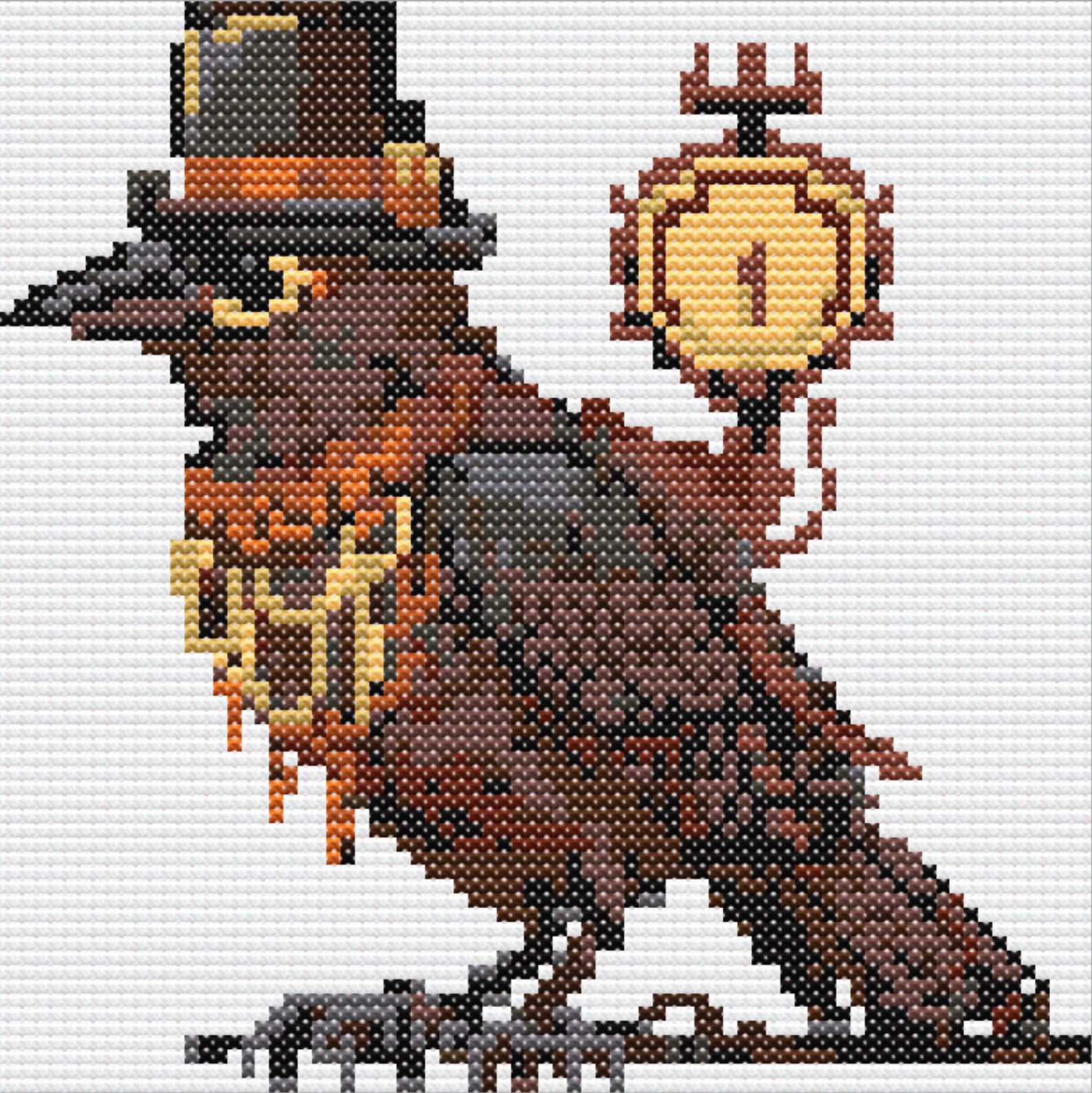Steampunk corbeau point de croix téléchargement PDF, corbeau en chapeau ...