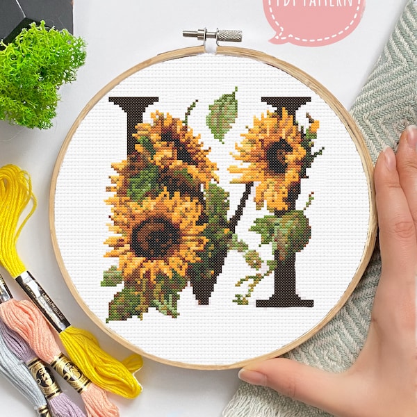 Sunflower Alphabet Embroidery - Etsy