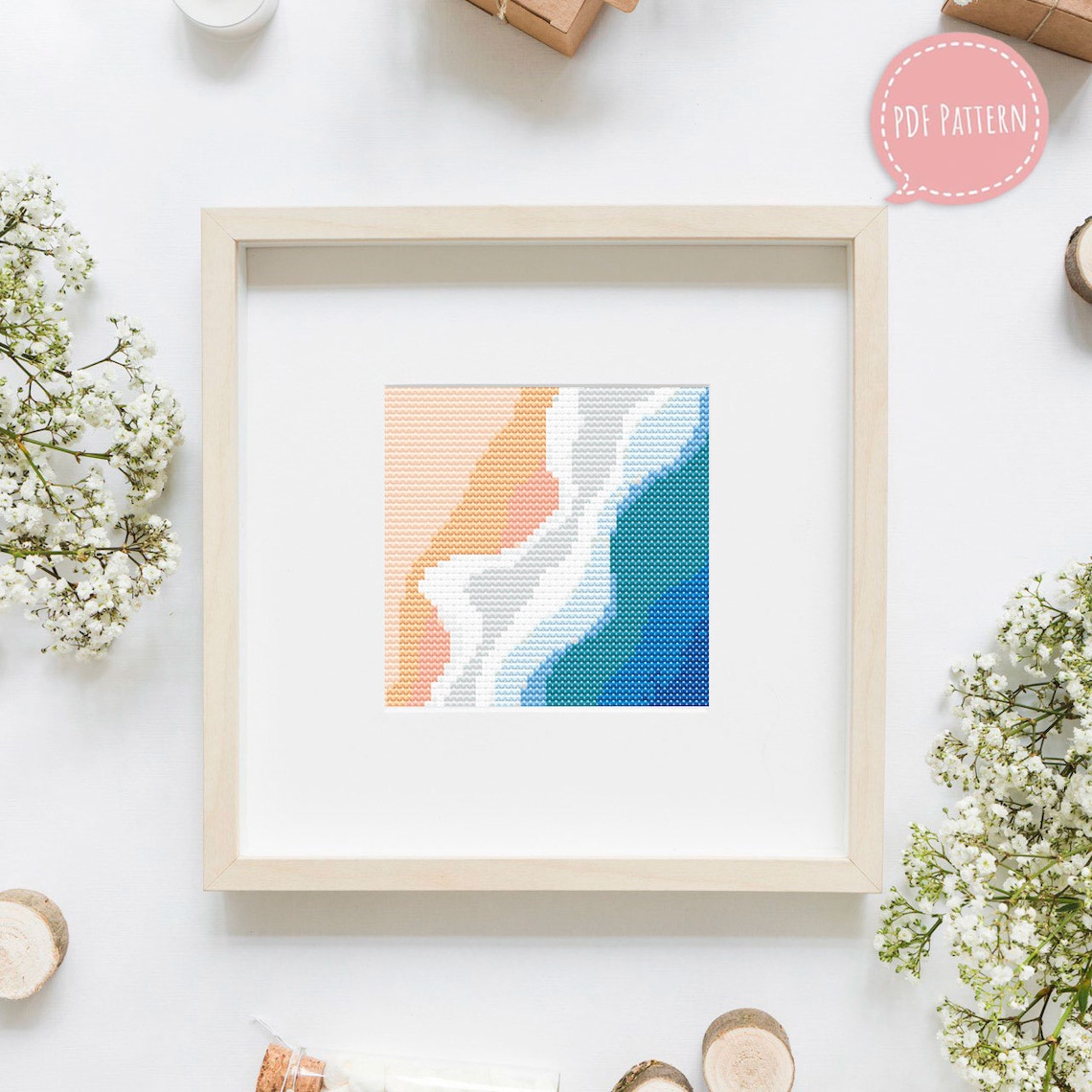 Beach Cross Stitch Pattern PDF Download Easy Landscape Ocean - Etsy