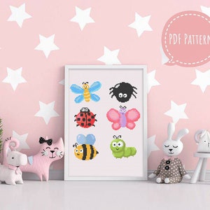 Cross Stitch Beetle Pattern PDF, Cute Butterfly, Bee, Spider Wall Art ...
