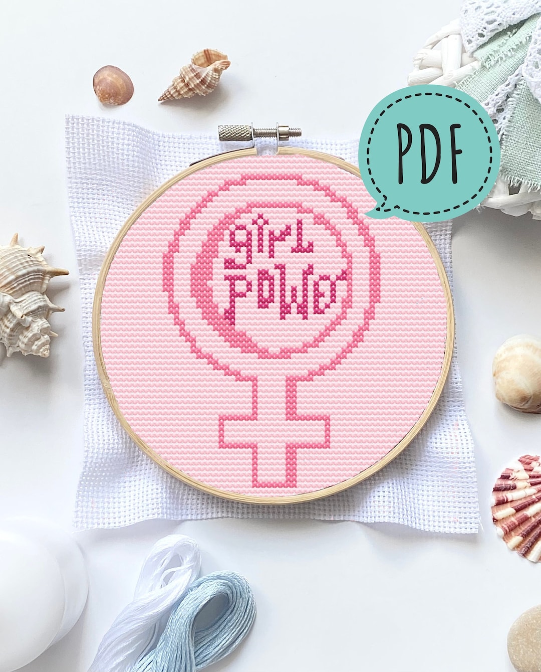 Girl Power Sign Cross Stitch PDF Pattern, Female Power Symbol Image ...