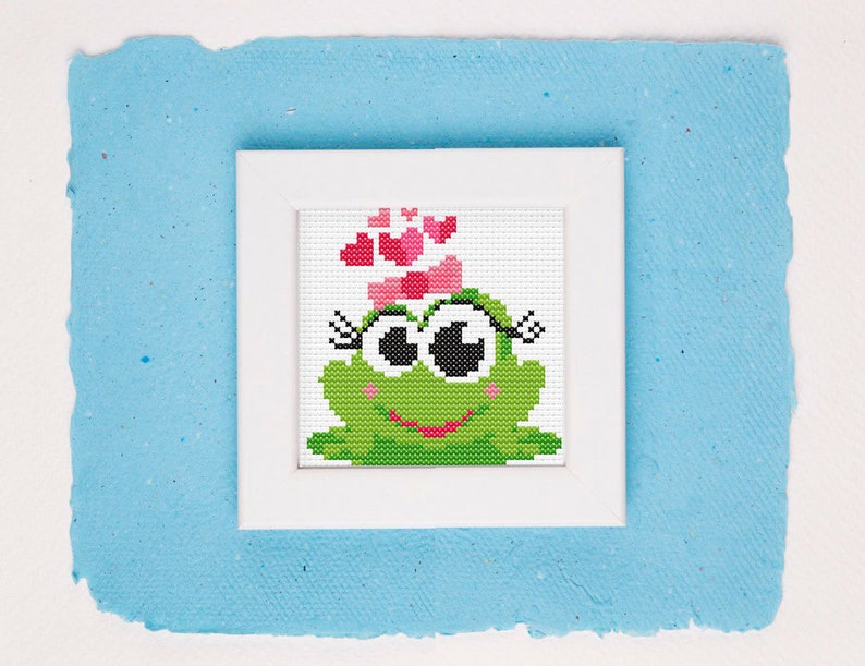 Cross Stitch Set of 3 Frogs PDF Pattern Kawaii Cute Frog - Etsy